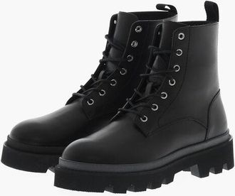 Dsquared2 Leather Combat Boots MADE WITH LOVE with Contrasting Logo size 40