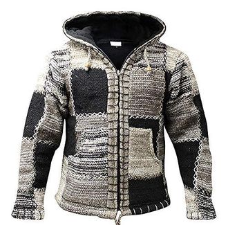 Shopoholic Fashion Veste à Capuche Hippie Boho en Laine Super Confortable pour Hommes, XL