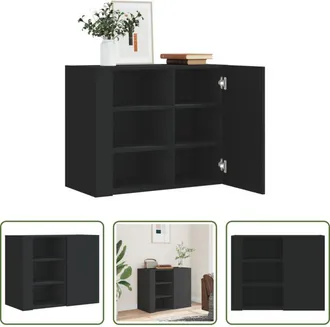 vidaXL Wandregal Schwarz - Wandregal Schwarz 75x35x60 cm Holzwerkstoff