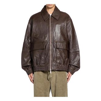STUDIO NICHOLSON Homme, Vestes, Brun, Taille: M Blouson Bomber en Cuir Piston