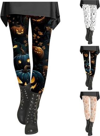 Generic HUIFUAO Leggings dhalloween pour Femme - Pantalon dhalloween Citrouille pour Femme - Leggings- Pantalon- Costume, Z04 Noir, M
