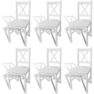 vidaXL Vidaxl - Chaises &agrave; manger lot de 6 blanc pin&egrave;de
