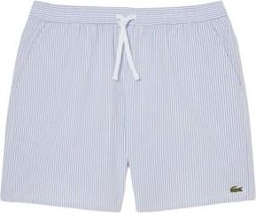 Lacoste Short de bain ray&eacute; en coton m&eacute;lang&eacute;
