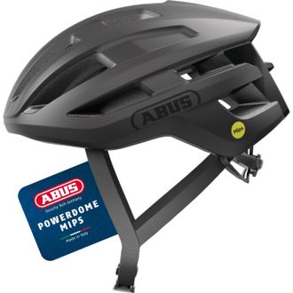 ABUS Rennradhelm PowerDome MIPS - leichter Fahrradhelm mit cleverem Bel&uuml;ftungssystem und Aufprallschutz - Made in Italy - f&uuml;r Damen und Herren - Schwarz, G