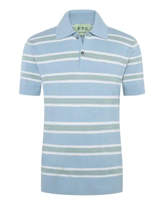 FTC Softes Strick-Poloshirt mit Streifen aus einem Baumwolle-Kaschmir-Mix in