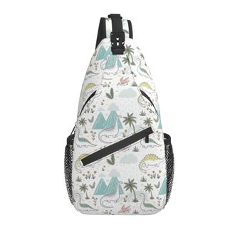 AOOEDM Dinosaurier-Schultertasche, niedlicher Dino, lässiger Crossbody-Schulterrucksack, Brust-Tagesrucksack für Männer, Frauen, Reisen, Sport, Wandern, Fitn