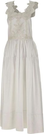 Maurizio Femme, Robes, Blanc, Taille: 40 FR Robe &agrave; empi&egrave;cements de dentelle