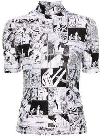 Coperni t-shirt imprim&eacute; &agrave; col chemin&eacute;e - Noir