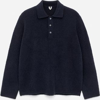 Arket Gestrickter Polopullover -Blau