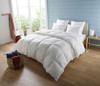 Dodo Couette Percale Coton Tempérée 220x240 cm - Convient 2 Personnes - Anti-Acariens - Tissu 100% Percale de Coton - Garnissage Polyester Suprelle Senso P