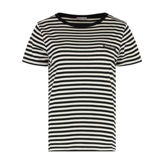 Moncler Gestreiftes Baumwoll-T-Shirt - - Tops - Damen - Mehrfarbig - M