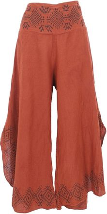 Guru Shop Bequeme Sommerhose in Nat&uuml;rlichem Look, Hosenrock, Plazzohose - Rostorange, Damen, Baumwolle, Size:XL