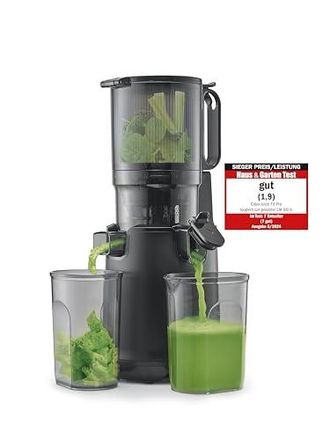 Caso Juice Fit Pro - Slow Juicer, Testsieger: Haus & Garten Test, niedrige Umdrehungszahl (40 U/min), Große Einfüllöffnung von 130 mm Ø für ganze Früchte, 