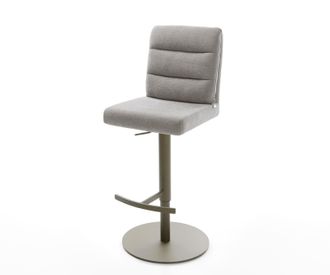 DELIFE Barstuhl Pela-Flex Strukturstoff Soft Grau Drehfu&szlig; h&ouml;henverstellbar Metall Titanfarben, Barst&uuml;hle