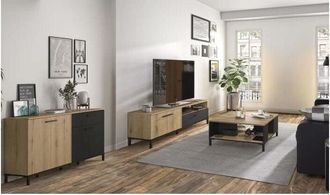 Gami Gami - Ensemble meuble tv, table basse et buffet bas - trust - Chene / Noir