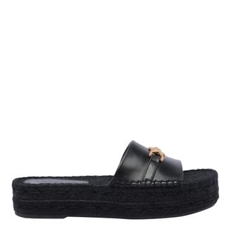 Versace Femme, Chaussures, Noir, Taille: 36 EU Sandales Noires avec Talon Compens&eacute; de 4,5 cm
