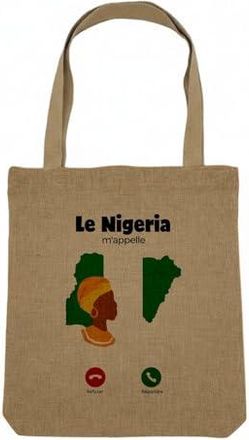 Fabulous Sac Shopping Tote Bag Aspect Lin - Le Nigeria MAppelle Drapeau Culture Afrique - Sac de Courses Toile Epaisse 360g Beige Naturel Cabas Port&eacute; Epaule So