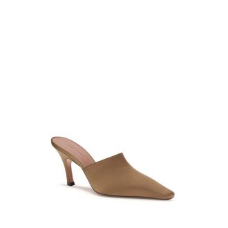Amina Muaddi Womens Brown Silk Sandals