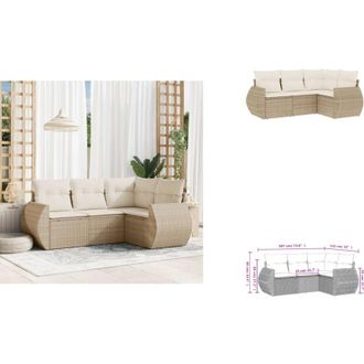 vidaXL 4-tlg. Garten-Sofagarnitur mit Kissen Beige Poly Rattan - Gartenm&ouml;bel - Outdoor M&ouml;bel - Rattan Gartenm&ouml;bel - Lounge Set - Esszimmergarnitur