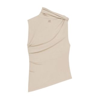 Courr&egrave;ges Draped Jersey Top - - Tops - Damen - Beige - XS