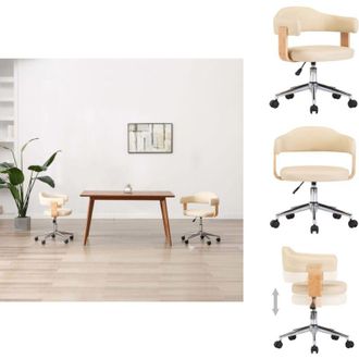 vidaXL Vidaxl - Esszimmerstuhl Drehbar Creme Bugholz und Kunstleder - Esszimmerstuhl - Drehstuhl - Moderner Stuhl - Cremefarbener Stuhl - B&uuml;rostuh l