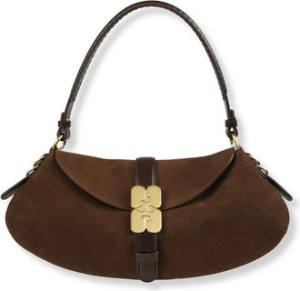 Ganni Femme, Sacs, Brun, Taille: ONE Size B-Kat Suede Shoulder Bag