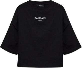 Balmain Femme, Tops, Noir, Taille: 42 FR T-shirt court avec logo brod&eacute;