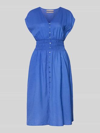 Christian Berg Knielanges Kleid aus Leinen-Mix mit Knopfleiste