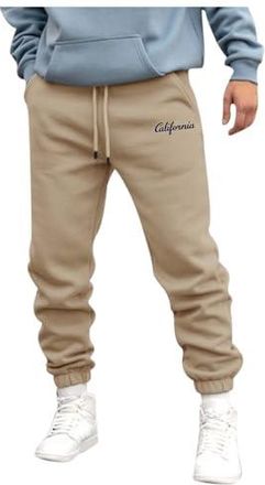Generic Pantalon Jogging Epais Homme Pantalons Straight D&eacute;contract&eacute; D&eacute;contract&eacute;e Jaune Garcon Poche Poches Bouffant Charpentier Viscose Rayure Dessus Claire &Eacute;