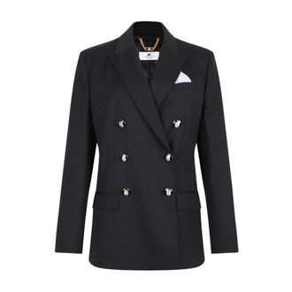 Elisabetta Franchi Schwarze Doppelreiher-Jacke - - Jackets - Damen - Schwarzk - XS