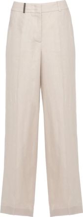 PESERICO Femme, Pantalons, Beige, Taille: 36 FR Pantalon Large en Lin