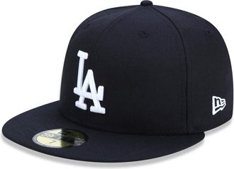 New Era Jungen Baseball Cap Mütze MLB Basic La Dodgers 59 Fifty Fitted Herren Kappe, Black/White, 54.9 cm