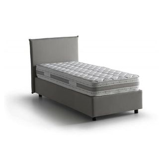 Talamo Italia Brunella-Einzelbett, Bettkasten mit Stoffbezug, 100 % Made in Italy, Öffnung vorne, inklusive Matratze 80 x 190 cm, Grau