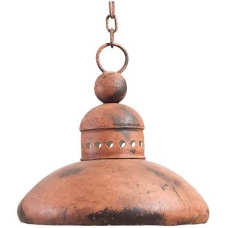 Biscottini International Biscottini - Lustre suspendu du dessin industriel, fait en fer, finition orange patin&eacute;e L29xPR29 xPR35 cm non &eacute;lectrifi&eacute;