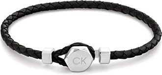 Calvin Klein Bracelet en Cuir Tressé pour Homme Collection LATCH Couleur Noire - 35000260