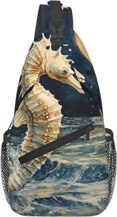 Generic Sac &agrave; dos &agrave; bandouli&egrave;re motif hippocampe fonc&eacute; et venteux, sac &agrave; dos de voyage, sac &agrave; dos &agrave; bandouli&egrave;re pour homme, sac &agrave; dos de randonn&eacute;e