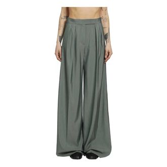 Max Mara Weite Hose aus Wolle und Seide - - Trousers - Damen - Gr&uuml;n - L