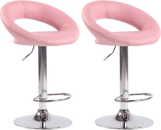 Clp 2er Set Barhocker Olinda Kunstleder I Thekenhocker H&ouml;henverstellbar I Barst&uuml;hle Mit Fu&szlig;st&uuml;tze I Tresenst&uuml;hle Mit Trompetenfu&szlig; Metall, Farbe:pink, Gest