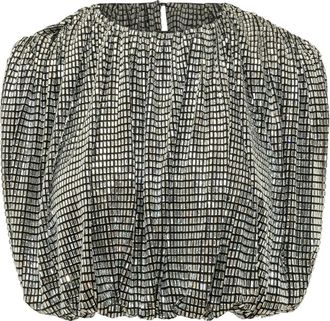 Self Portrait Top drap&eacute; &agrave; strass - Femme - Blouses et Chemises - Gris - Taille: 36 FR