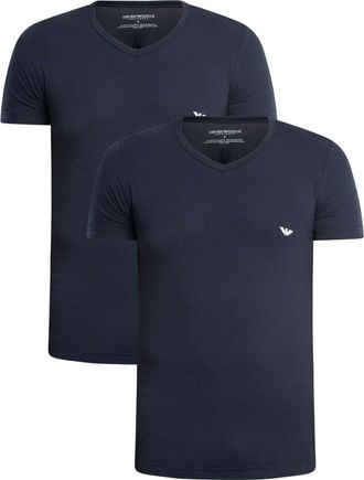 Emporio Armani Underwear Mens 2-Pack V Neck T-Shirt, Marine/Marine, XL (2er Pack)