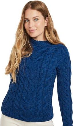 Aran Woollen Mills Pull pour femme, bleu, XL