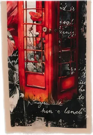 D'Aniello Phone-box Print Frayed-edge Scarf