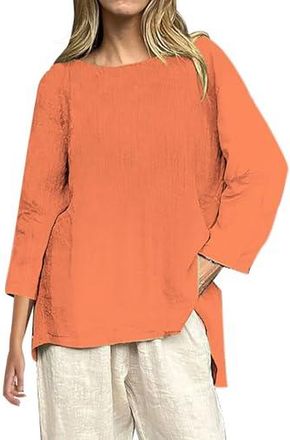 Generic Chemise unie à manches longues pour femme, coupe régulière, motif baseball, imprimé artistique, t-shirt décontracté à manches 3/4, col rond, chemise e