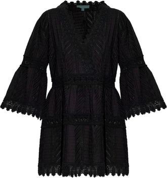 Melissa Odabash Spitzen-Minikleid mit V-Ausschnitt - Schwarz