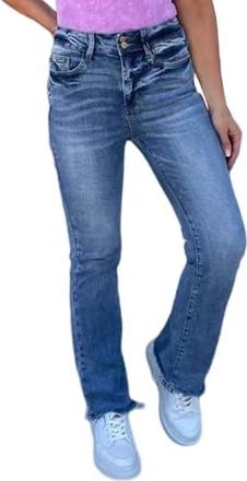 Generic Boyfriend Jean pour femme - Coupe droite - R&eacute;tro - &Eacute;l&eacute;gant et confortable - Coupe droite - Pantalon long d&eacute;contract&eacute; - Couleur unie - Pantalon long - 