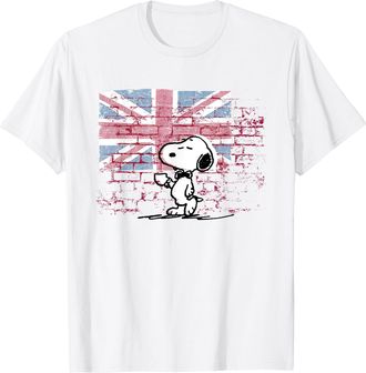 Peanuts Erdnüsse Snoopy Posh Union Jack Wall T-Shirt