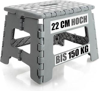 Com-Four Marche Pliante avec Picots en Caoutchouc - escabeau Pliable - Aide à lescalade Portable - Tabouret Pliant antidérapant - capacité de Charge jusquà 150