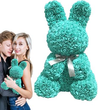 Generic B&auml;r in Rosen - Romantischer Valentinstag, rosa B&auml;r mit Kasten, k&uuml;nstliche Rosenbl&auml;tter | Sie in Blumen f&uuml;r Frauen, Elegante Dekoration, ewiges Rosa zu