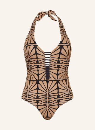 Watercult Watercult Neckholder-Badeanzug Artisan Vibe braun