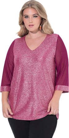 Miamoda Damen gro&szlig;e Gr&ouml;&szlig;en &Uuml;bergr&ouml;&szlig;en Plus Size T-Shirt, A-Linie Dunkles Malve 52 845988812-52